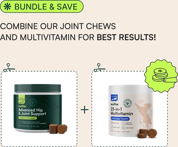 WUFFES 23-in-1 Multivitamin + Hip & Joint Supplement for Small & Medium ...