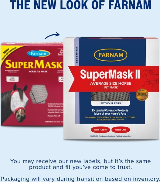 FARNAM SuperMask II Horse Fly Mask Classic Collection, Color Varies ...