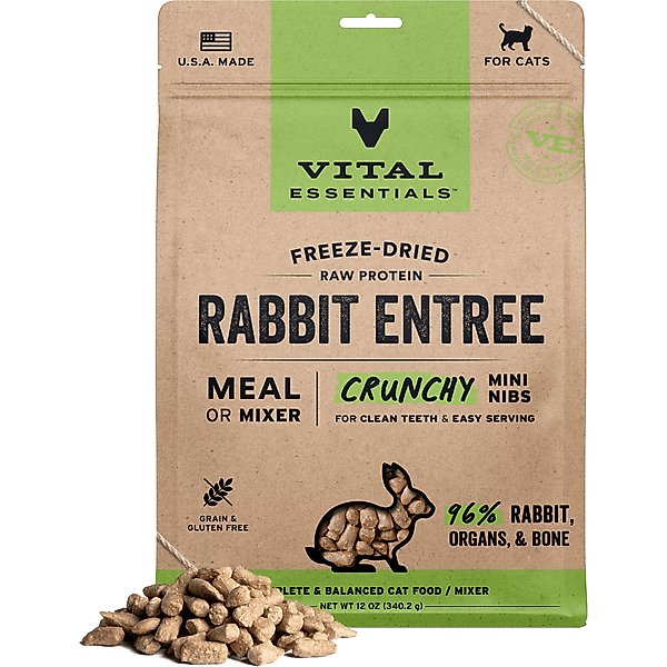 VITAL ESSENTIALS Freeze-Dried Raw Rabbit Mini Patties Entree Cat Food ...