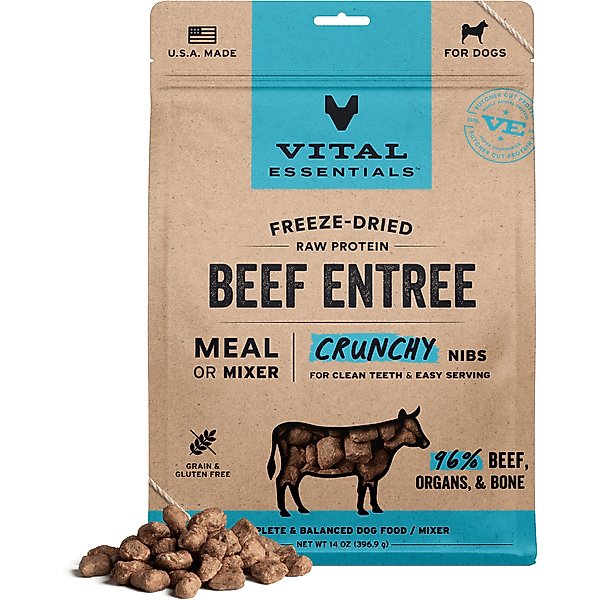 VITAL ESSENTIALS Freeze-Dried Raw Beef Entree & Mixer Dog Food Crunchy ...