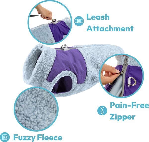 GOOBY Zip-Up Sherpa Dog Vest, Forest Green, Small: 16.5-in chest ...