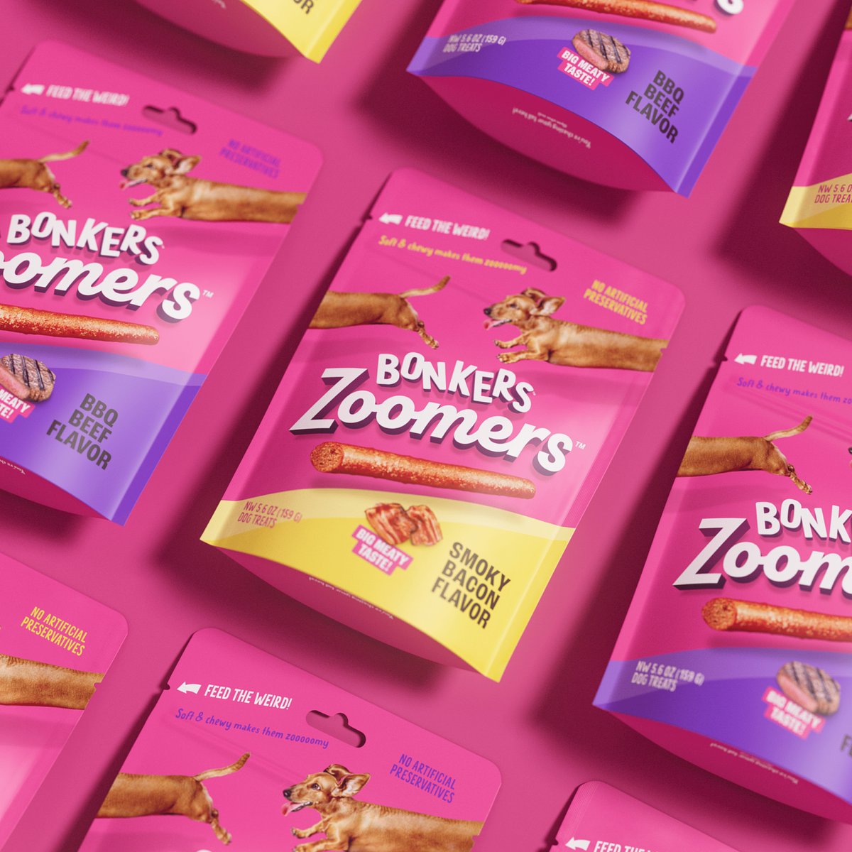 BONKERS Dog Zoomers Smoky Bacon Flavored Soft & Chewy Dog Treats, 5.6 ...