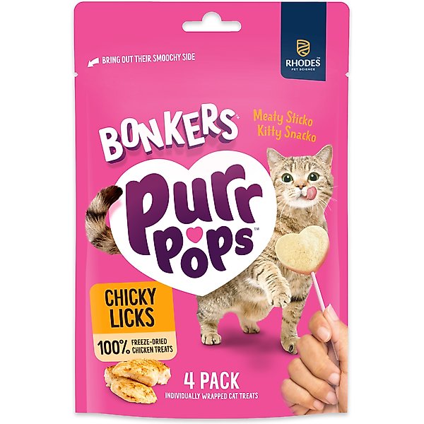 BONKERS Purr Pops Grain-Free Chicky Licks Freeze-Dried Cat Treats, 4 ...