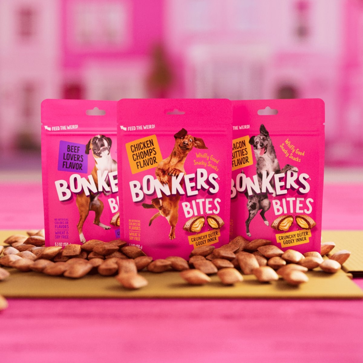 BONKERS Dog Bites Chicken Chomps Flavored Crunchy Dog Treats, 5.3-oz ...