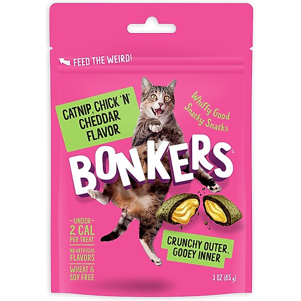 BONKERS Cat Pillows Catnip, Chick 'N & Cheddar Flavored Crunchy Cat ...