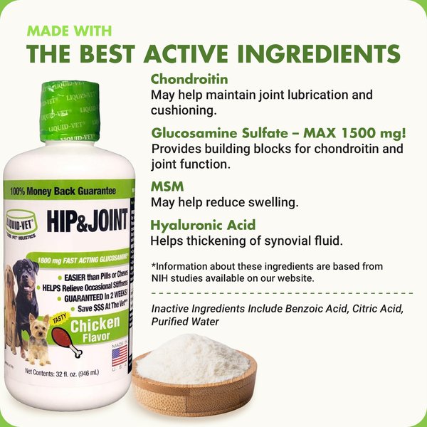 LIQUID-VET Hip & Joint Support Chicken Flavored Liquid Joint Supplement ...
