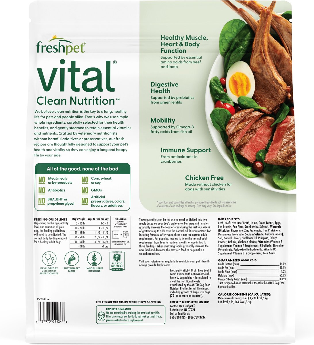 FRESHPET Vital Beef & Lamb Grain-Free Fresh Dog Food, 5.5-lb bag ...