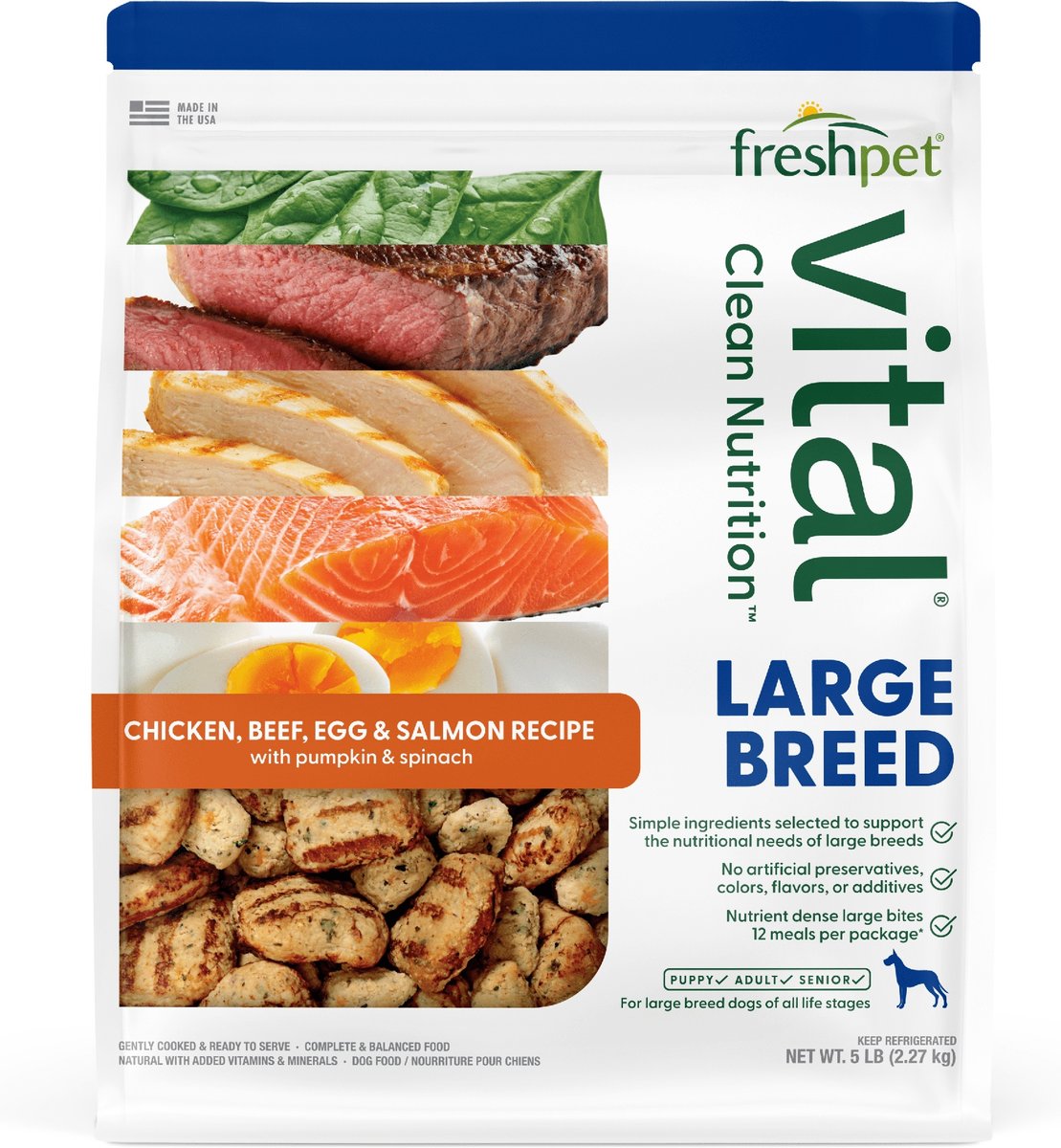 FRESHPET Vital Healthy & Natural Large Breed Fresh Dog Food, 5-lb bag ...