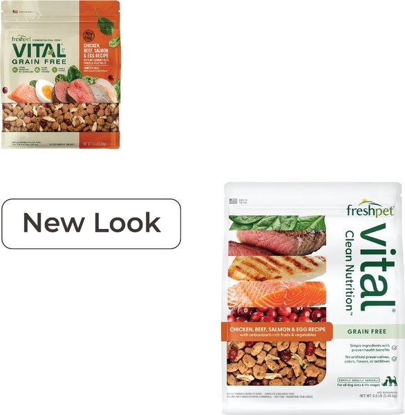 FRESHPET Vital Chicken, Beef, Salmon & Egg Recipe Grain-Free Fresh Dog ...