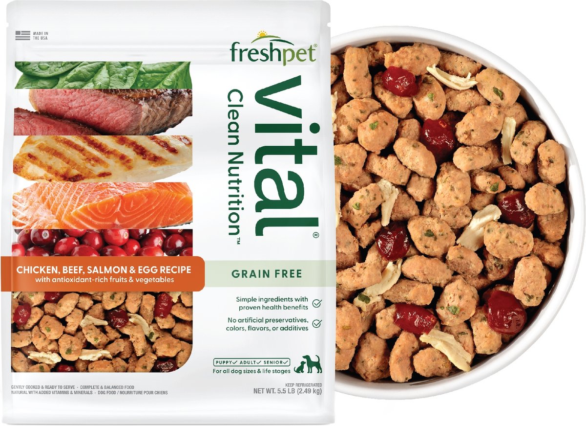 FRESHPET Vital Chicken, Beef, Salmon & Egg Recipe Grain-Free Fresh Dog ...
