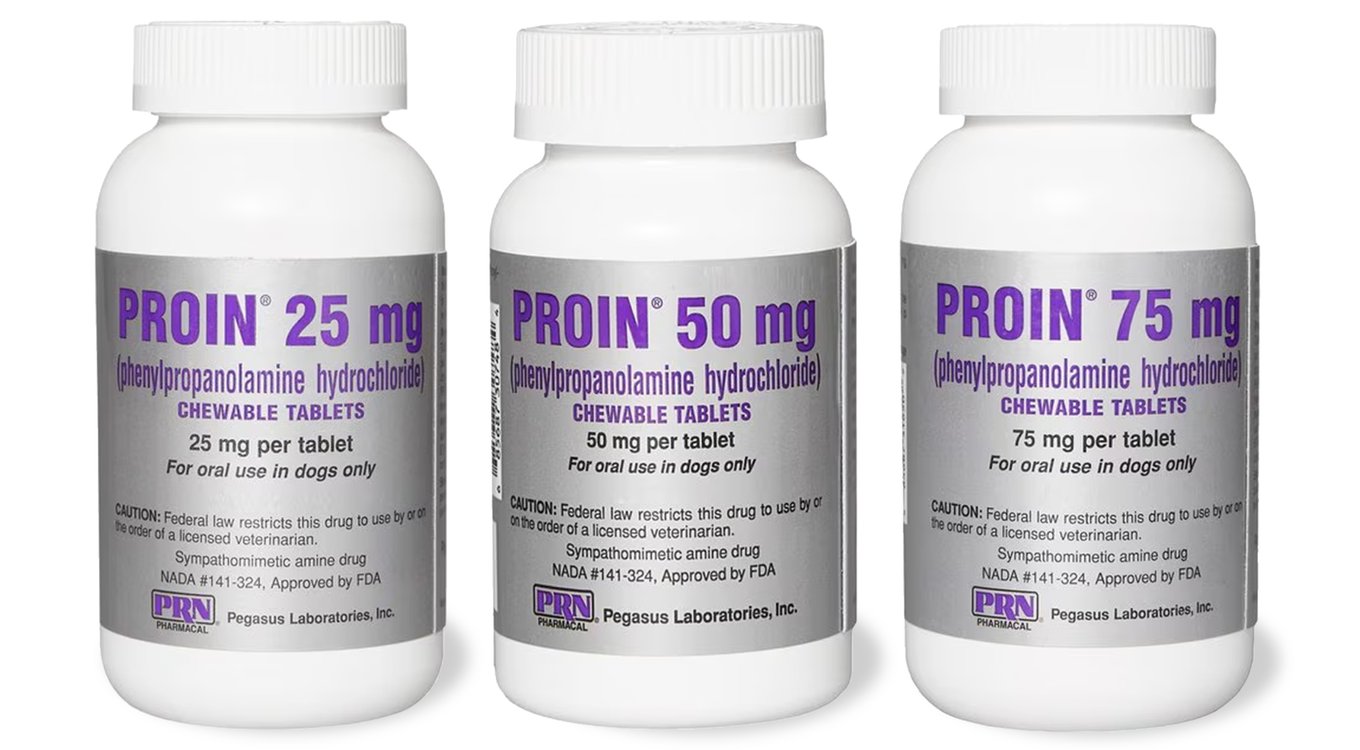 PROIN (phenylpropanolamine hydrochloride) Chewable Tablets for Dogs, 75 ...