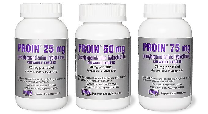 PROIN (phenylpropanolamine hydrochloride) Chewable Tablets for Dogs, 75 ...