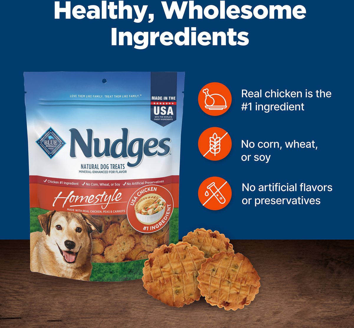 BLUE BUFFALO Nudges Homestyle Real Chicken Dog Treats, 10-oz bag ...