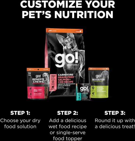 GO! SOLUTIONS Carnivore Grain-Free Salmon + Cod Recipe Dry Dog Food, 12 ...