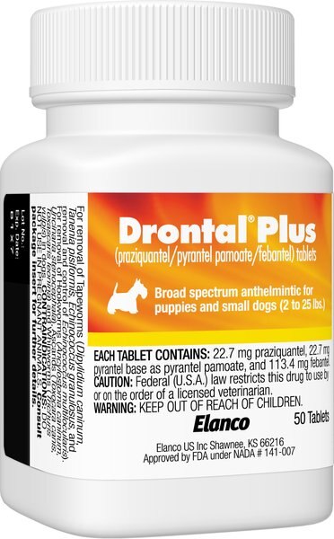 DRONTAL Plus Tablet for Small Dogs & Puppies, 2-25 lbs, 1 Tablet - Easy ...