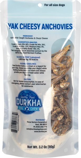 DURKHA Yak Cheesy Anchovies Dehydrated Dog Treats, 3.2-oz bag - Chewy.com