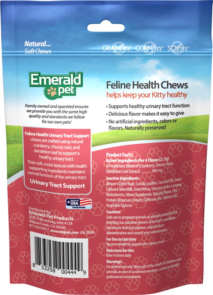 EMERALD PET Feline Health Urinary Tract Support Grain-Free Cat Treats ...
