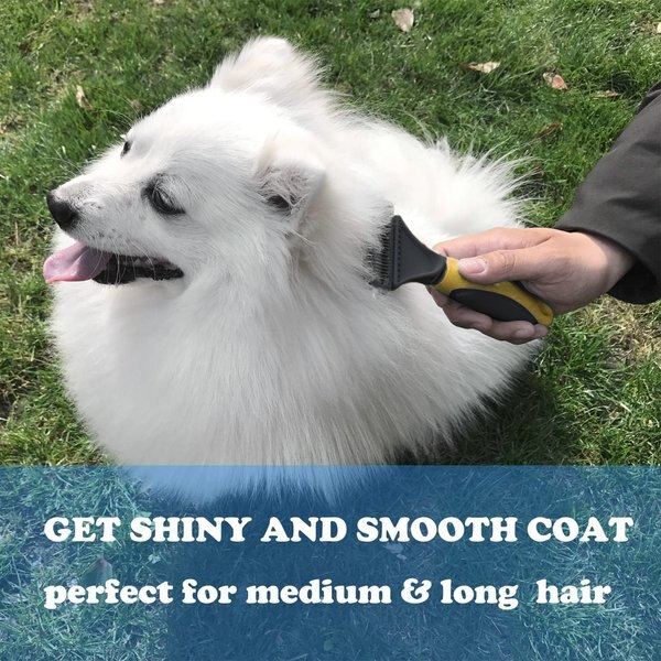 PET REPUBLIQUE Dematting Rake Matt Splitters Dog & Cat Brush, Yellow ...