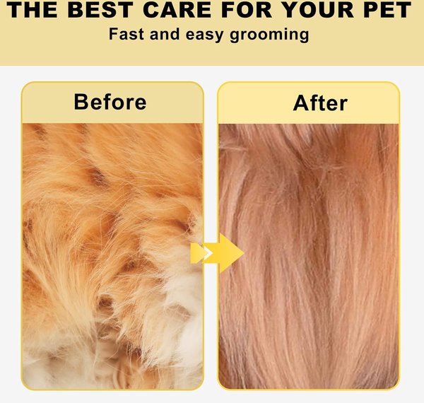 PET REPUBLIQUE Dematting Rake Matt Splitters Dog & Cat Brush, Yellow ...