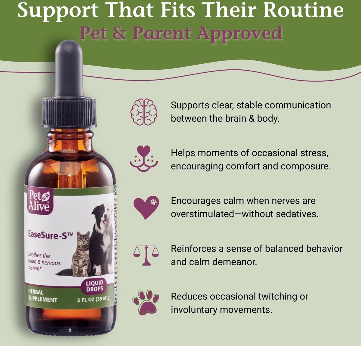 PETALIVE EaseSure-S Brain & Nervous System Support Dog & Cat Supplement ...