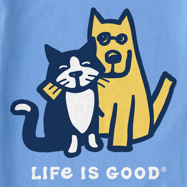 LIFE IS GOOD Women's Rocket & Tux Hug Short Sleeve Tee, Cornflower Blue ...