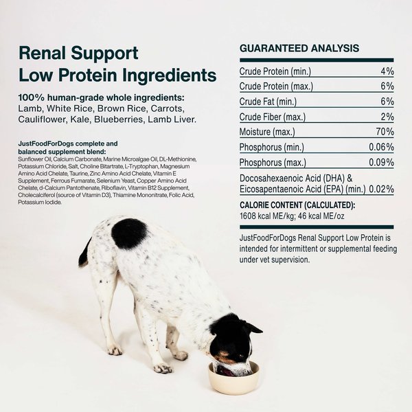 JUSTFOODFORDOGS Veterinary Diet Renal Support Low Protein Frozen Human ...