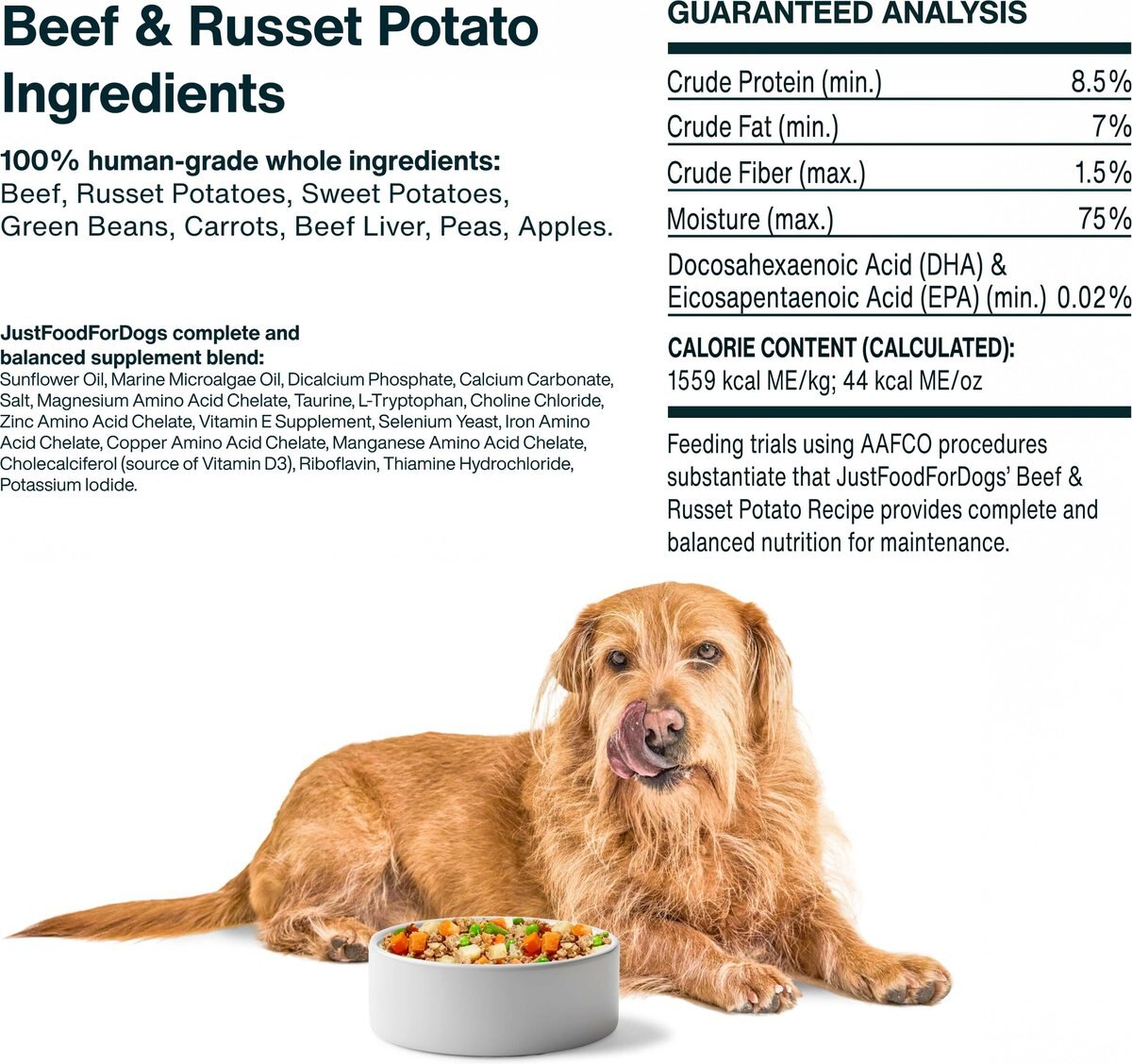 JUSTFOODFORDOGS Beef & Russet Potato Recipe Frozen Human-Grade Fresh ...