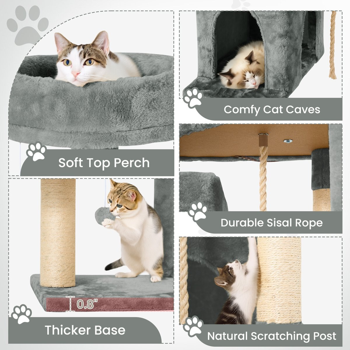 Out of Stock - TSCOMON Multi-Level 58-in Plush Cat Tree & Condo, Grey ...