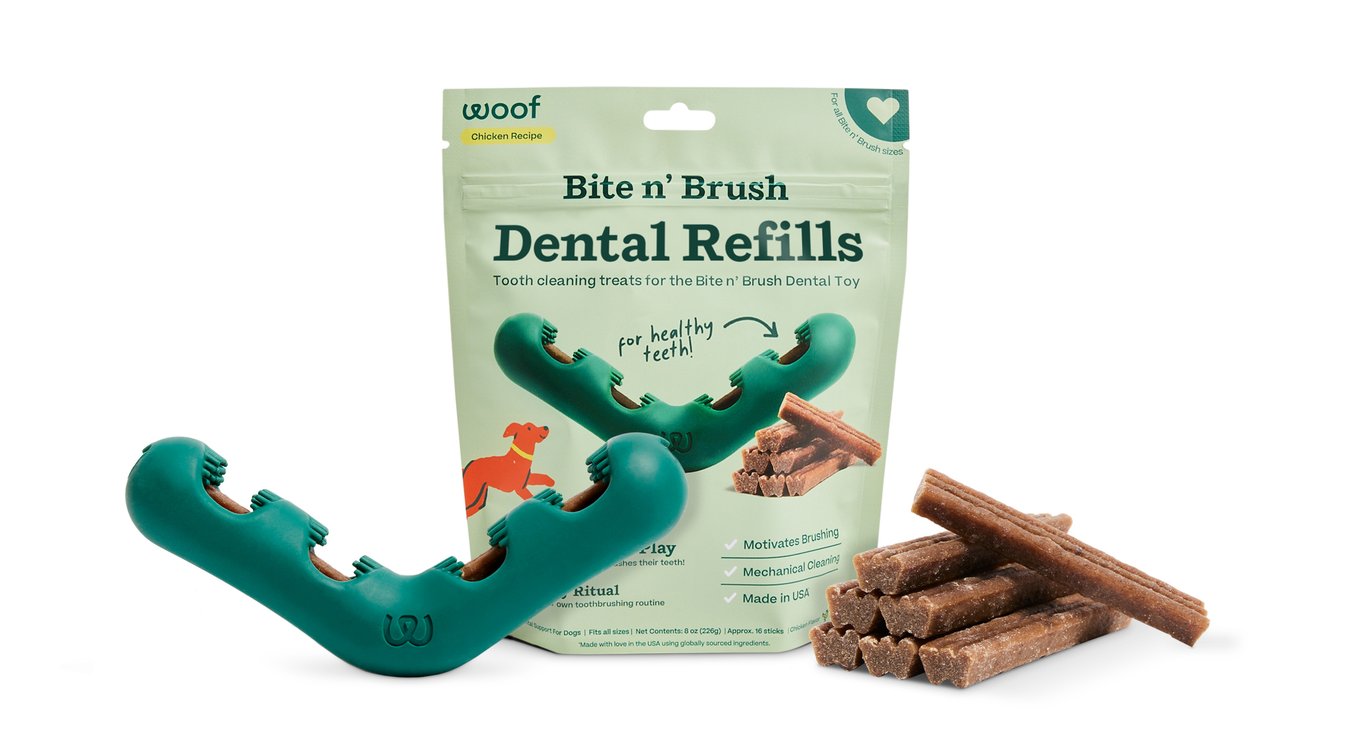 WOOF Bite n' Brush Refill Grain-Free Chicken Sticks Adult Dental Dog ...