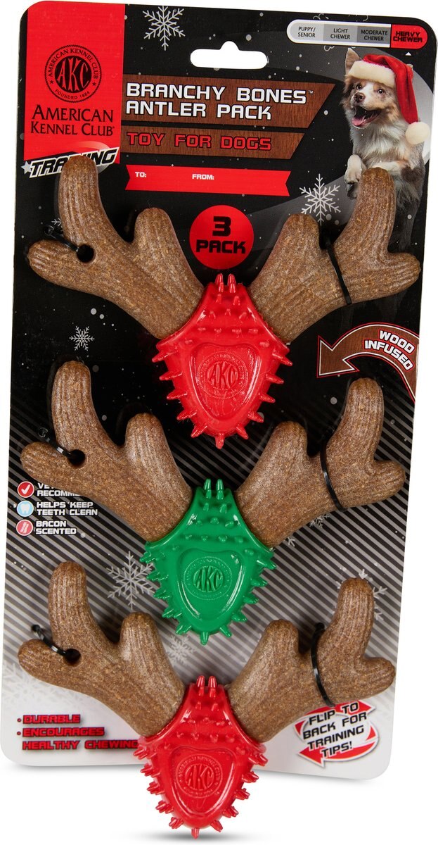 AMERICAN KENNEL CLUB Training Bacon Scented Antler Dog Chew Toy, 3 ...