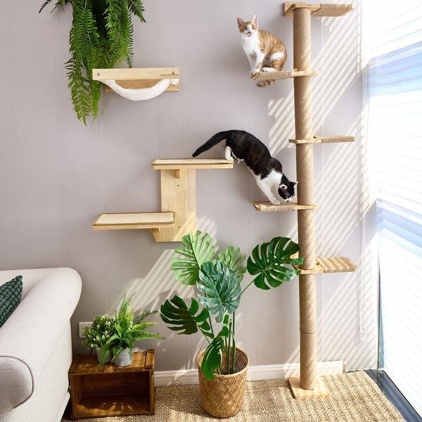 FUKUMARU 81-in Jute Rope 5-Tier Cat Tree with Scratching Posts, Brown ...