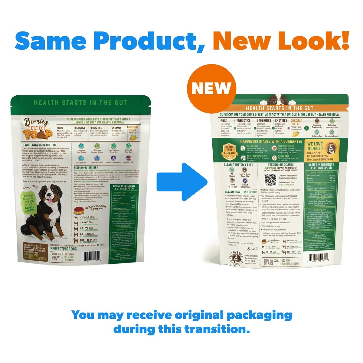 BERNIE'S Perfect Poop Cheddar Cheese Flavor Digestion Support Dog ...