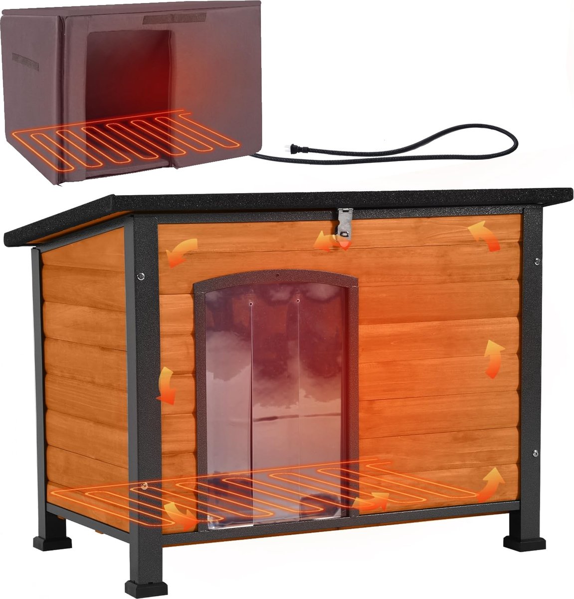 AIVITUVIN Wooden Outdoor Heated Dog House, Brown, Medium - Chewy.com