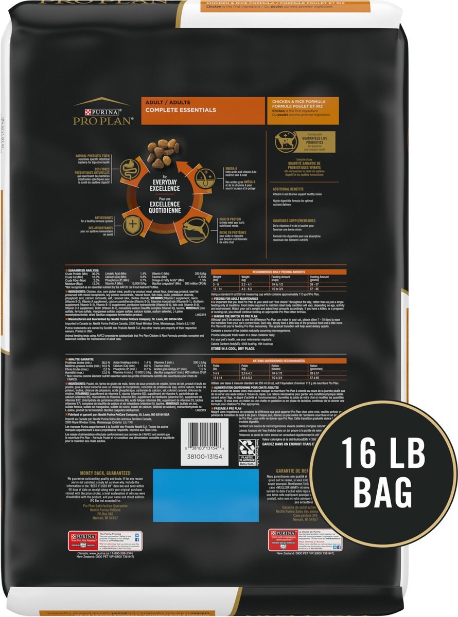 PURINA PRO PLAN Chicken & Rice Formula with Probiotics High Protein Cat ...