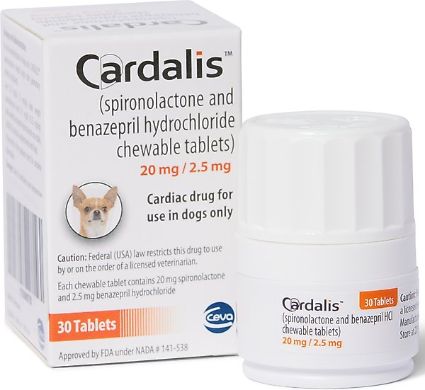 CARDALIS (Spironolactone/Benazepril) Chewable Tablets for Dogs, 20mg/2 ...