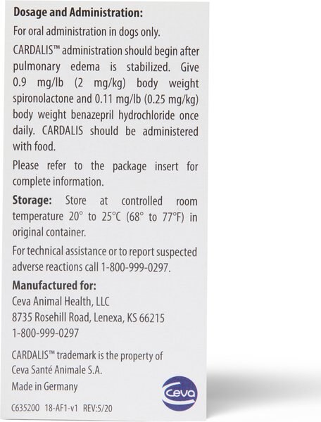 CARDALIS (Spironolactone/Benazepril) Chewable Tablets for Dogs, 80mg ...