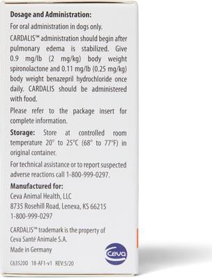 CARDALIS (Spironolactone/Benazepril) Chewable Tablets for Dogs, 20mg/2 ...