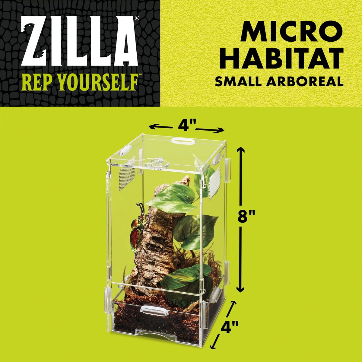 ZILLA Micro Habitat Terrariums with Locking Latch Arboreal, Small ...