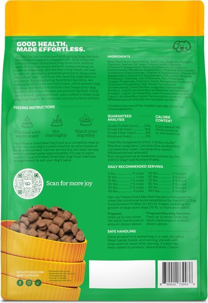GET JOY Beef Recipe Human-Grade All Life Stages Freeze-Dried Raw Dog ...