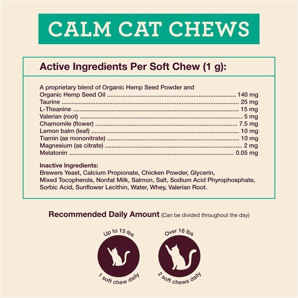 HEMP WELL Calming Soft Chew Supplement for Cats, 60 count - Chewy.com