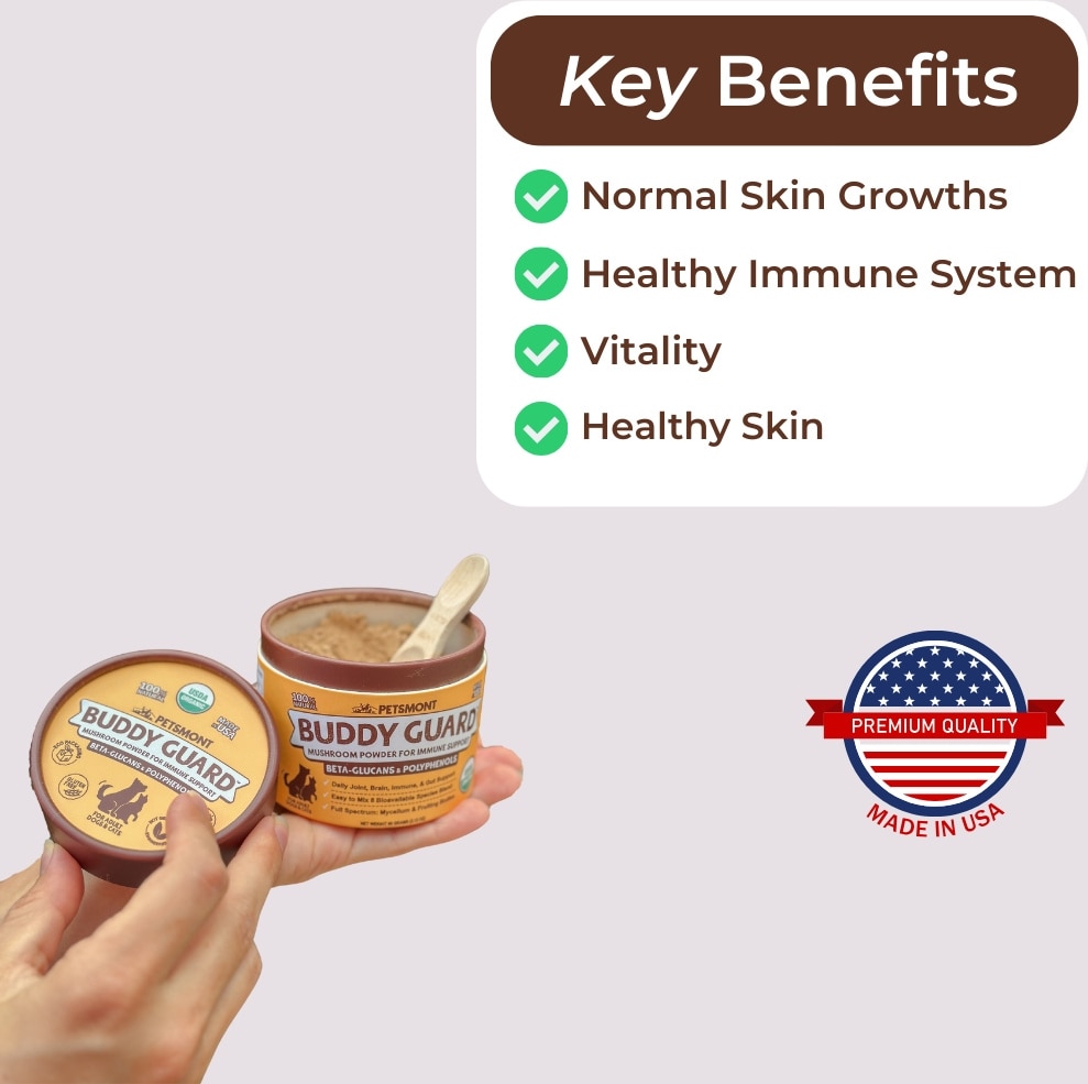 PETSMONT Buddy Guard Mushroom Powder Immune Support Supplement for Dogs ...