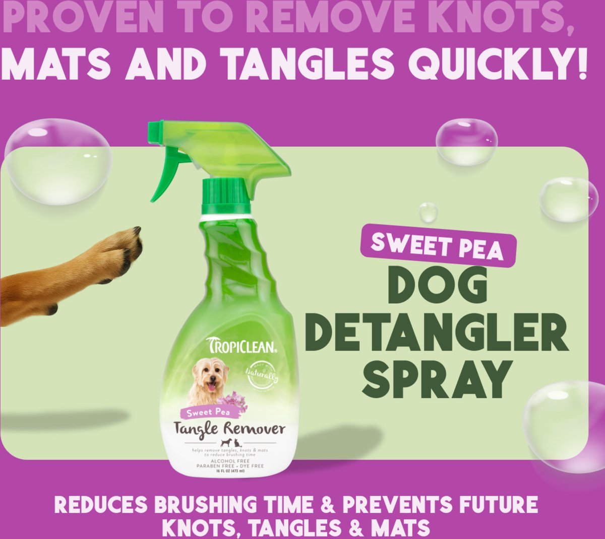 TROPICLEAN Detangling & Dematting Tangle Remover Dog Spray, 1-gal ...