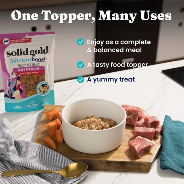 SOLID GOLD Homestyle Meal Gut Health Beef Dog Food Topper, 9-oz pouch ...