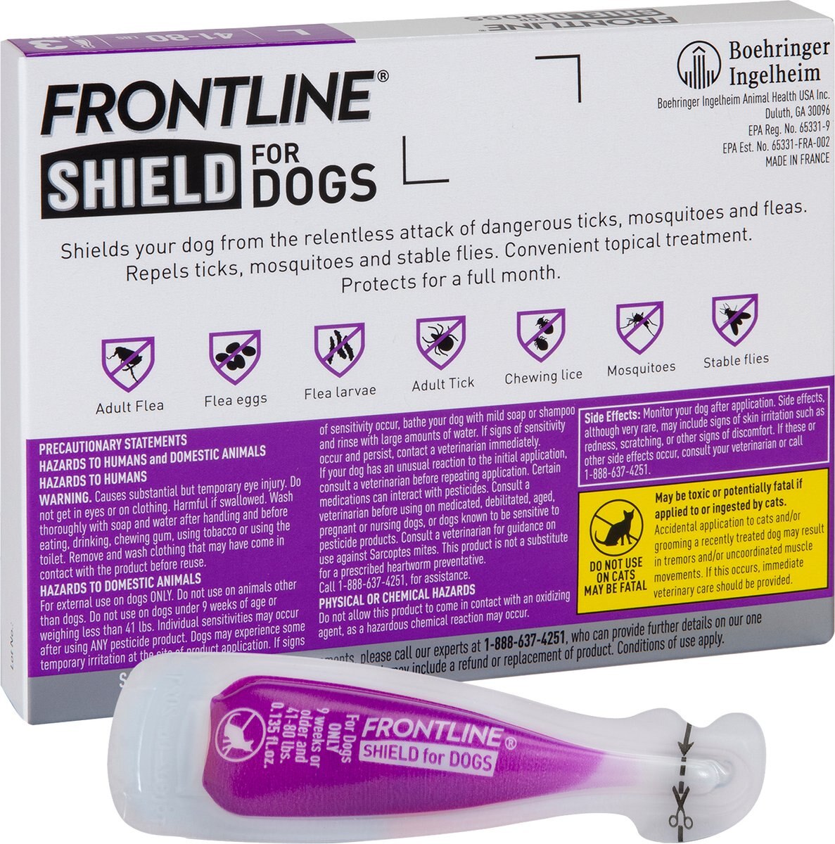 FRONTLINE SHIELD Flea & Tick Treatment for Large Dogs, 41 - 80 lbs, 3 ...