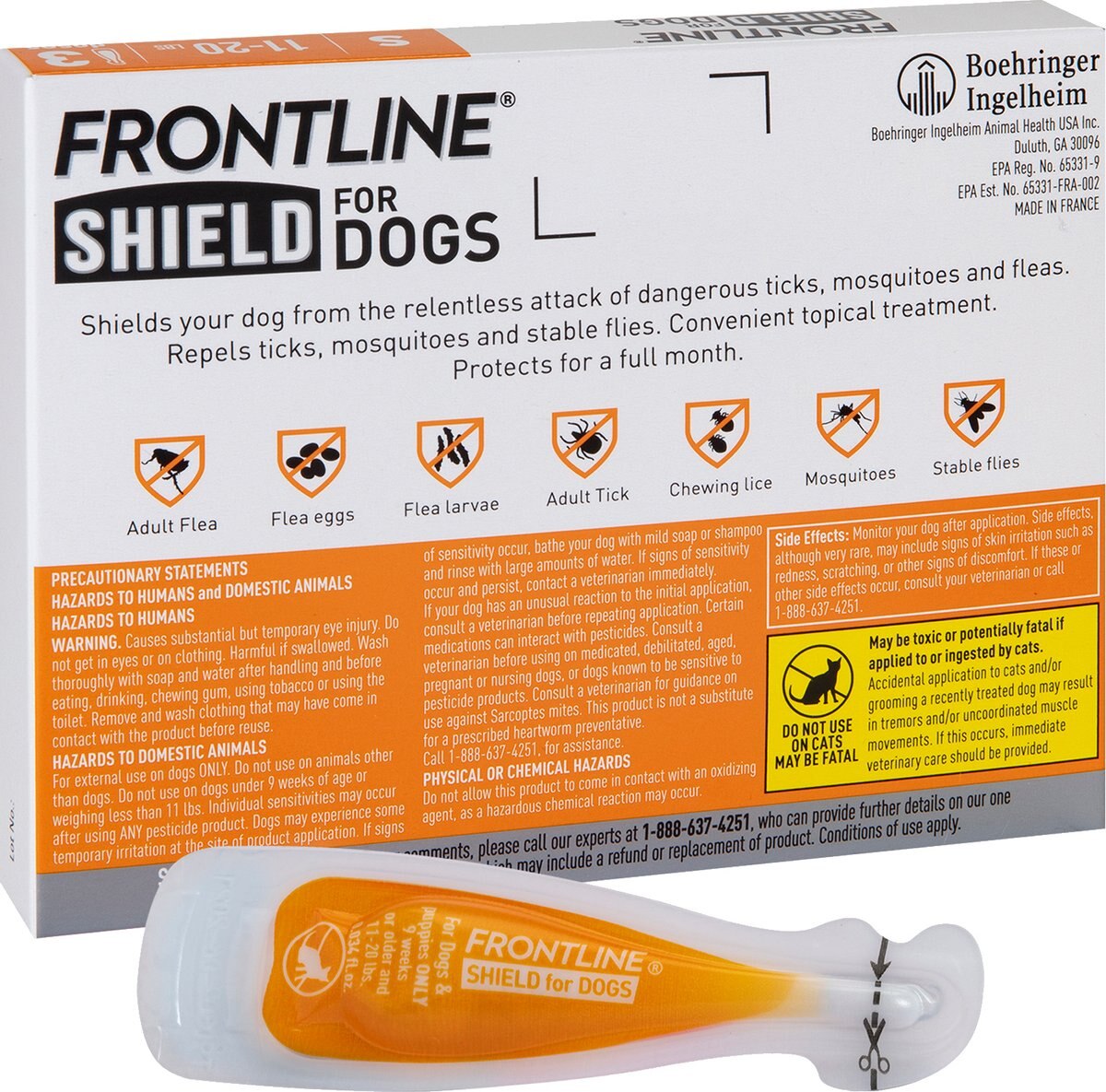 FRONTLINE SHIELD Flea & Tick Treatment for Small Dogs, 11 - 20 lbs, 3 ...