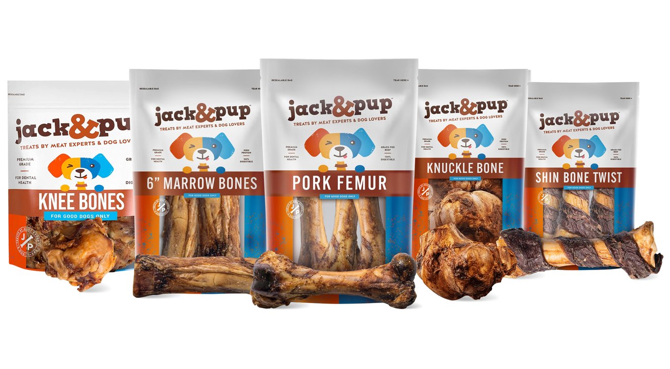 JACK & PUP Roasted Beef Marrow 6-in Bone Dog Treats, 2 count - Chewy.com