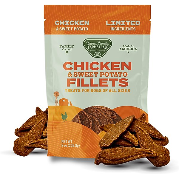 GAINES FAMILY FARMSTEAD Salmon & Sweet Potato Fillets Dog Treats, 8-oz ...