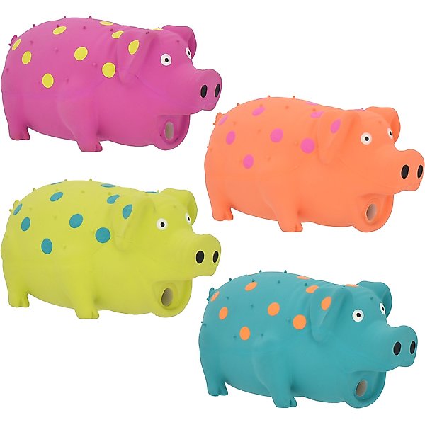 MULTIPET Latex Polka Dot Globlet Squeaky Pig Dog Toy, Color Varies, 9 ...