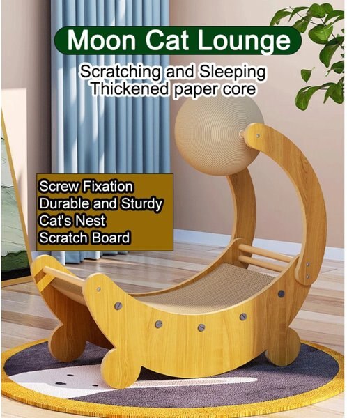 NONOPETS Moon Shape 22-in Polyester Cat Scratching Board & Scratch Ball ...