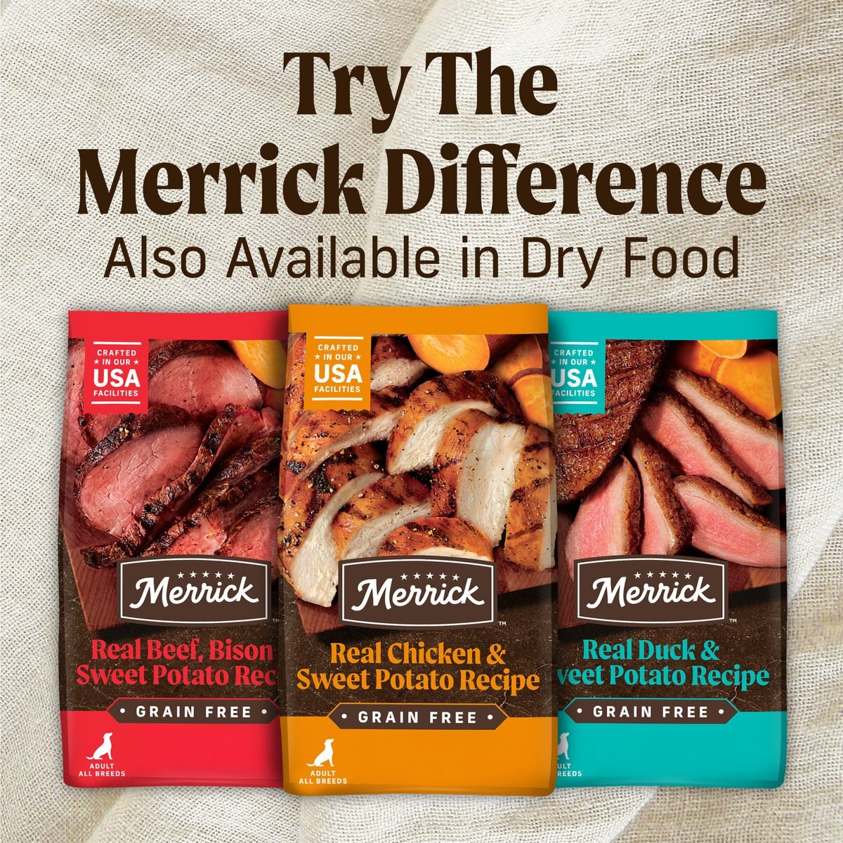 MERRICK Adult Grain-Free Beef, Lamb & Bison Pate Canned Dog Food, 12.7 ...